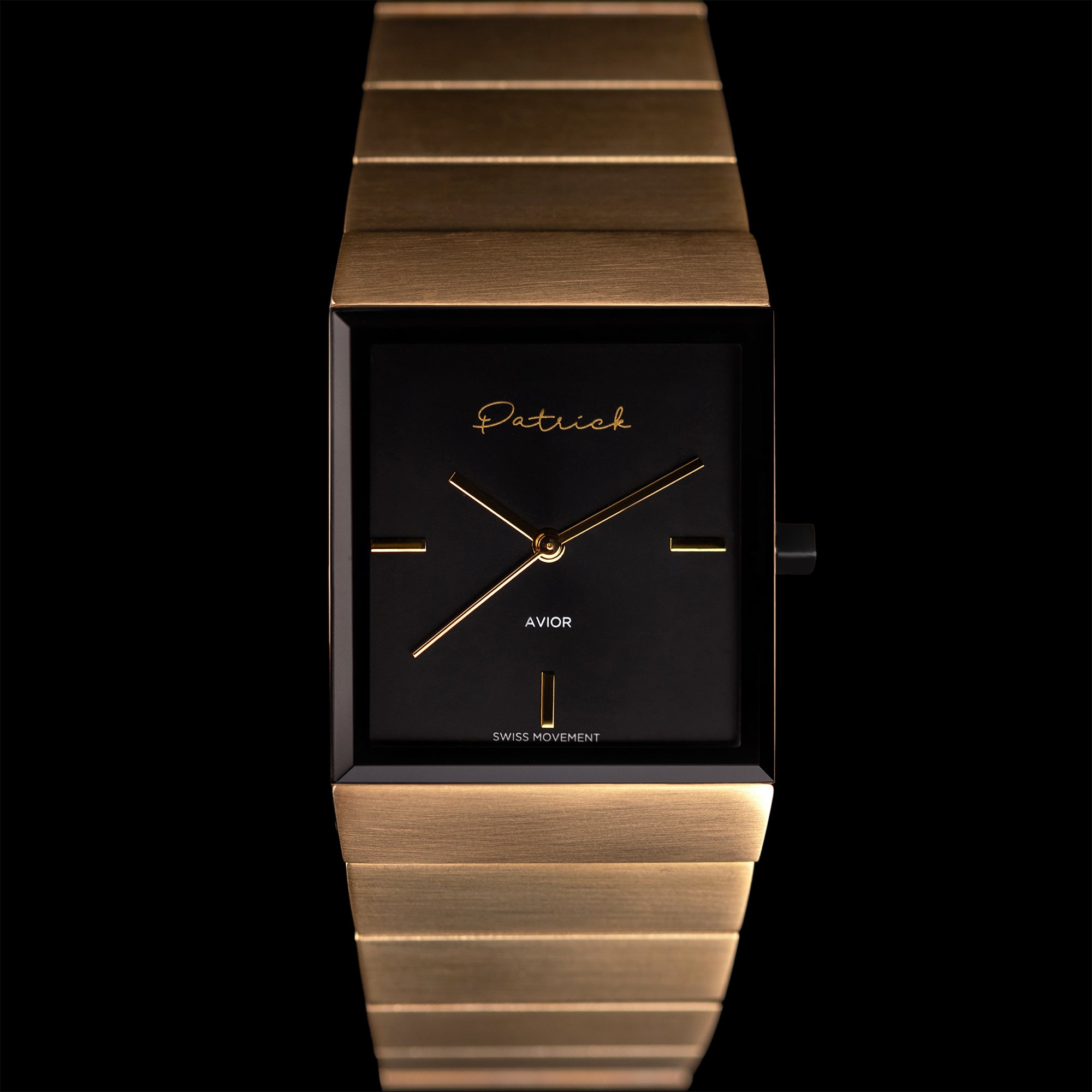 Avior Black in Yellow Gold | Patrick Men's Watches – Patrick Watches